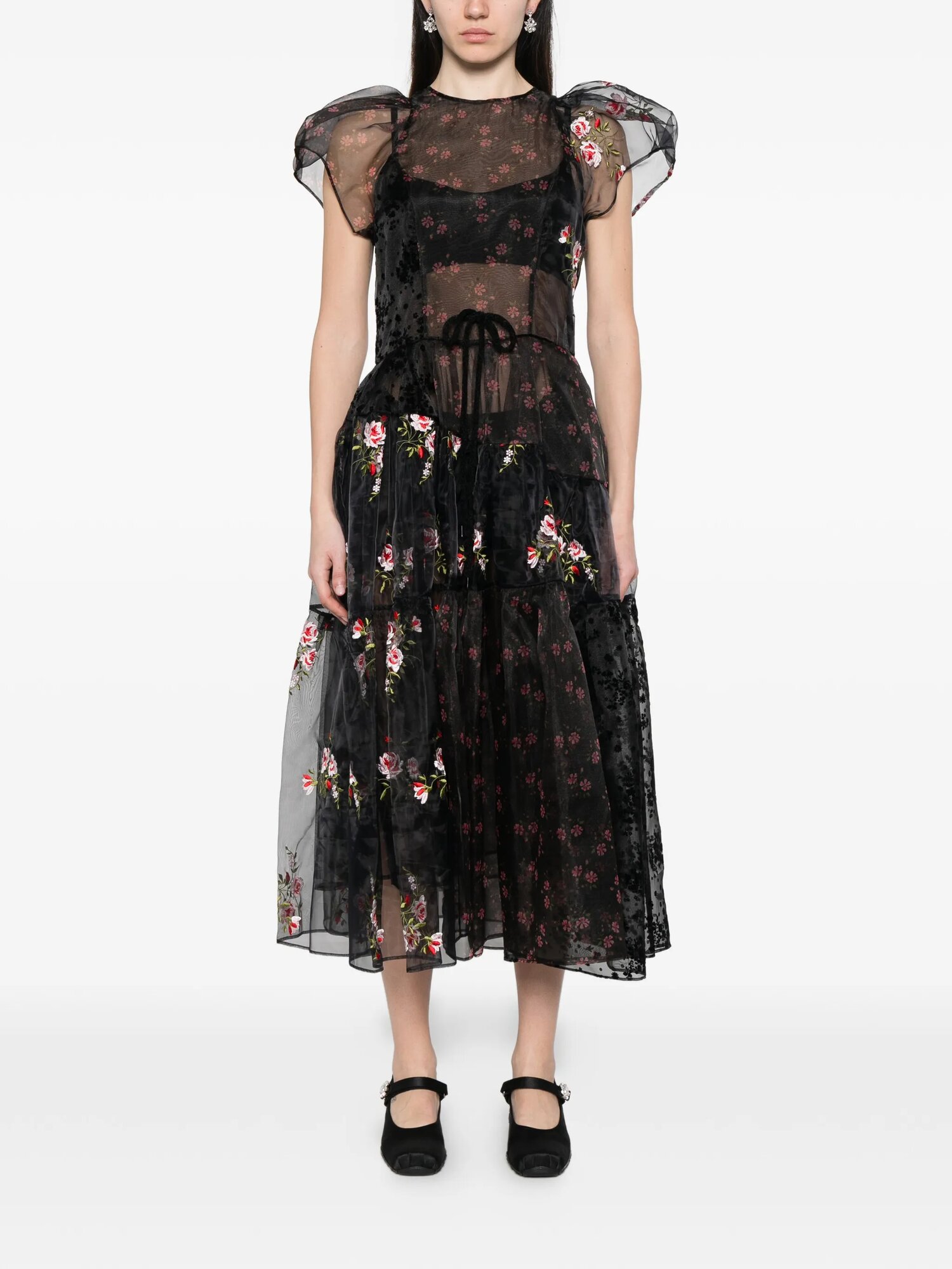 Платье Simone Rocha Puff-sleeve patchwork dress, размер 8, черный — фото 1