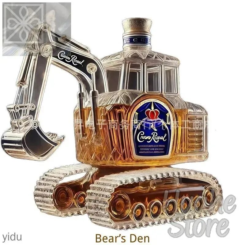 Бутылка в виде экскаватора Crown Royal для алкогольных напитков из стекла — фото 1