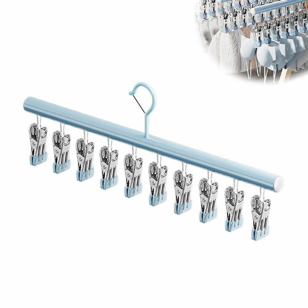 Вешалка 10 прищепок для носков брюк кофт розовый