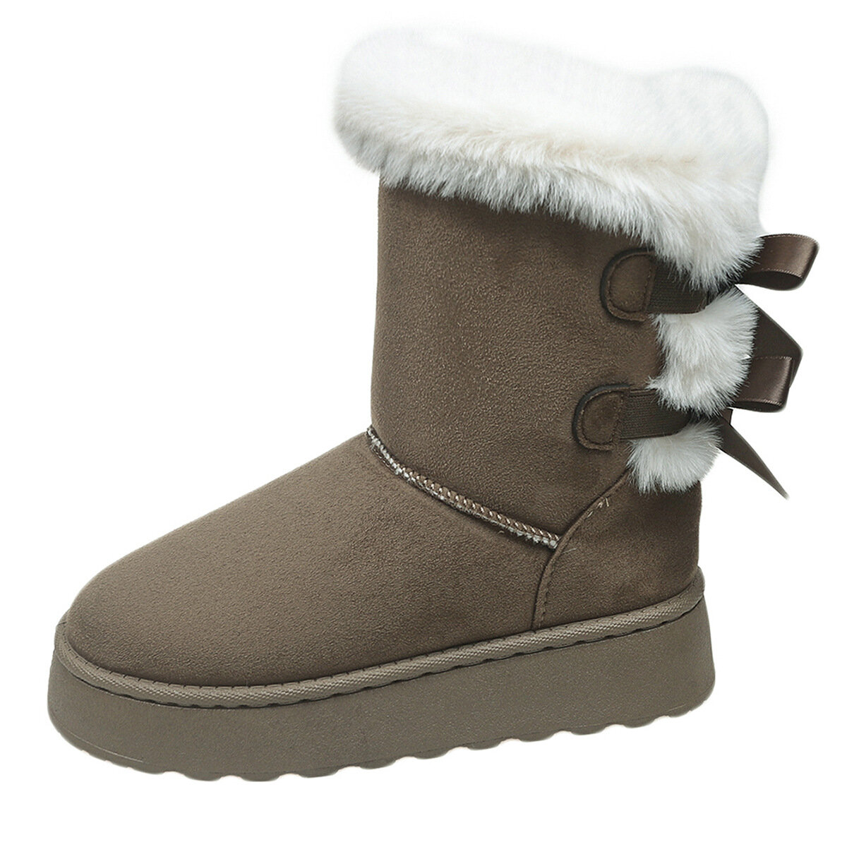 Зимние ботинки большого размера для женщин, осень-зима, новый стиль, толстая подошва с бантом, плюс утолщенная бархатная средняя часть из хлопка