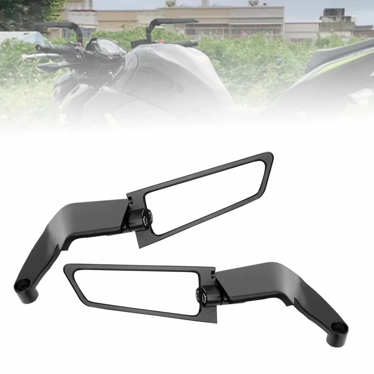 Пара зеркал заднего вида для Kawasaki Z125 Z250 Z300 Z400 Z650 Z750 Z800 Z900 Z1000 — алюминиевый корпус, вращение и регулировка