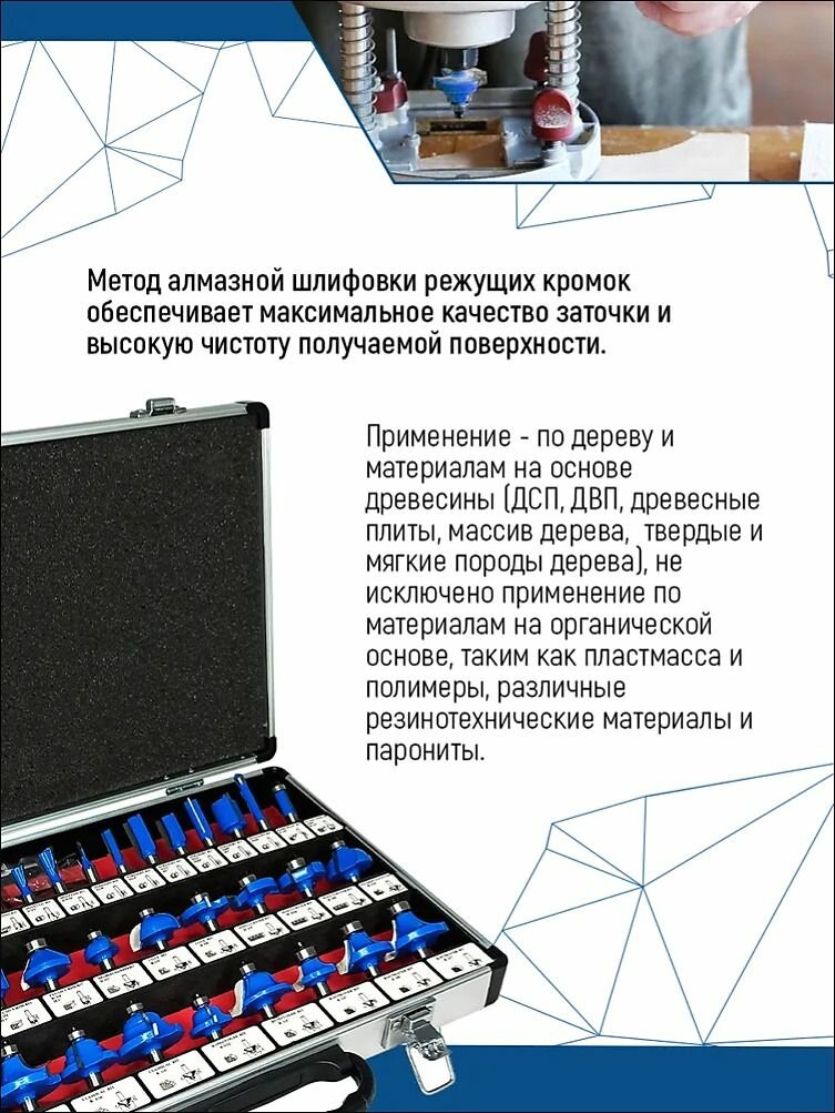 Набор фрез по дереву 6.35мм 35 шт