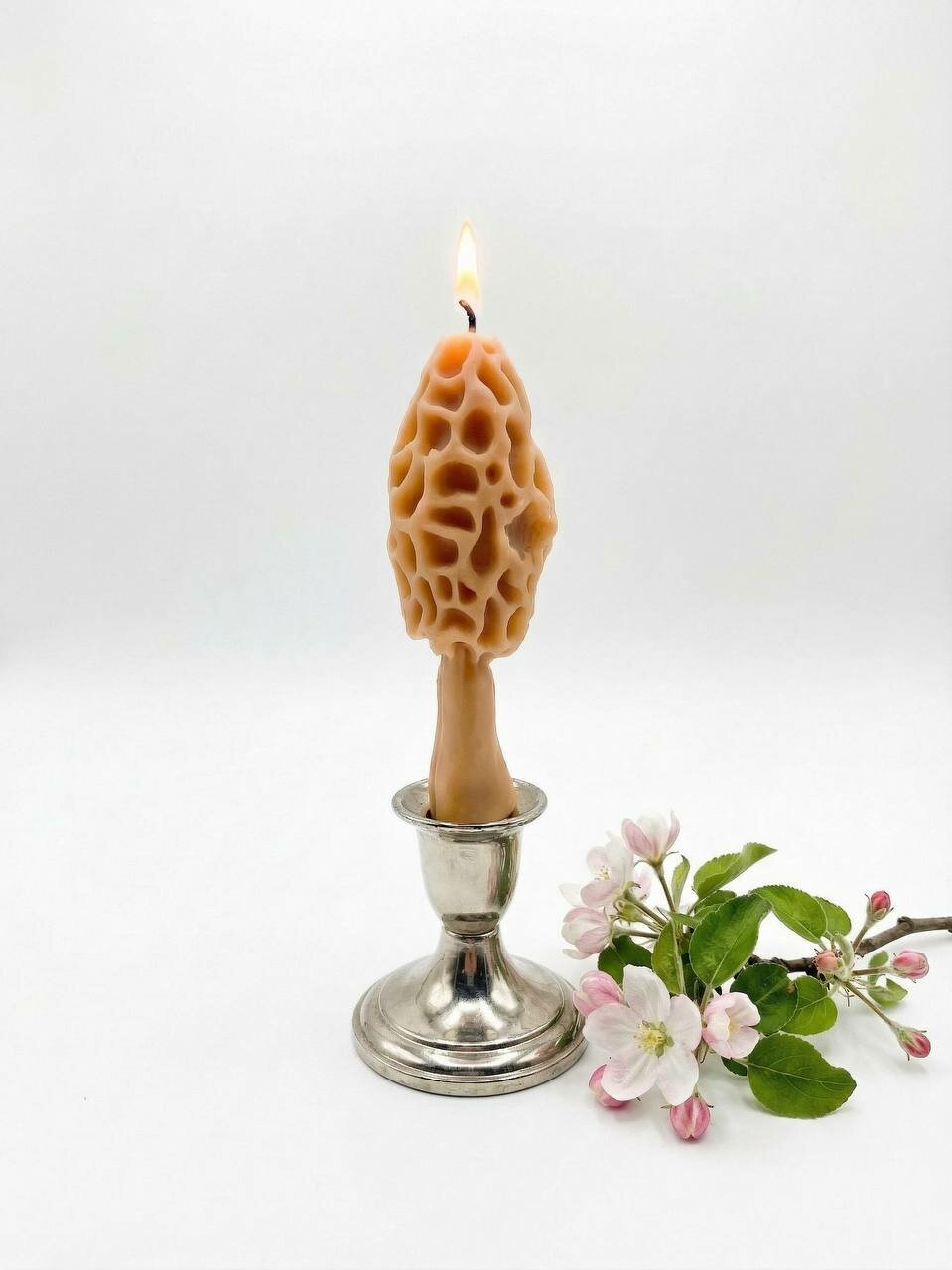 Свеча Unification love "Гриб Сморчок", цвет охра, фигурная, аромат дымчатого уда