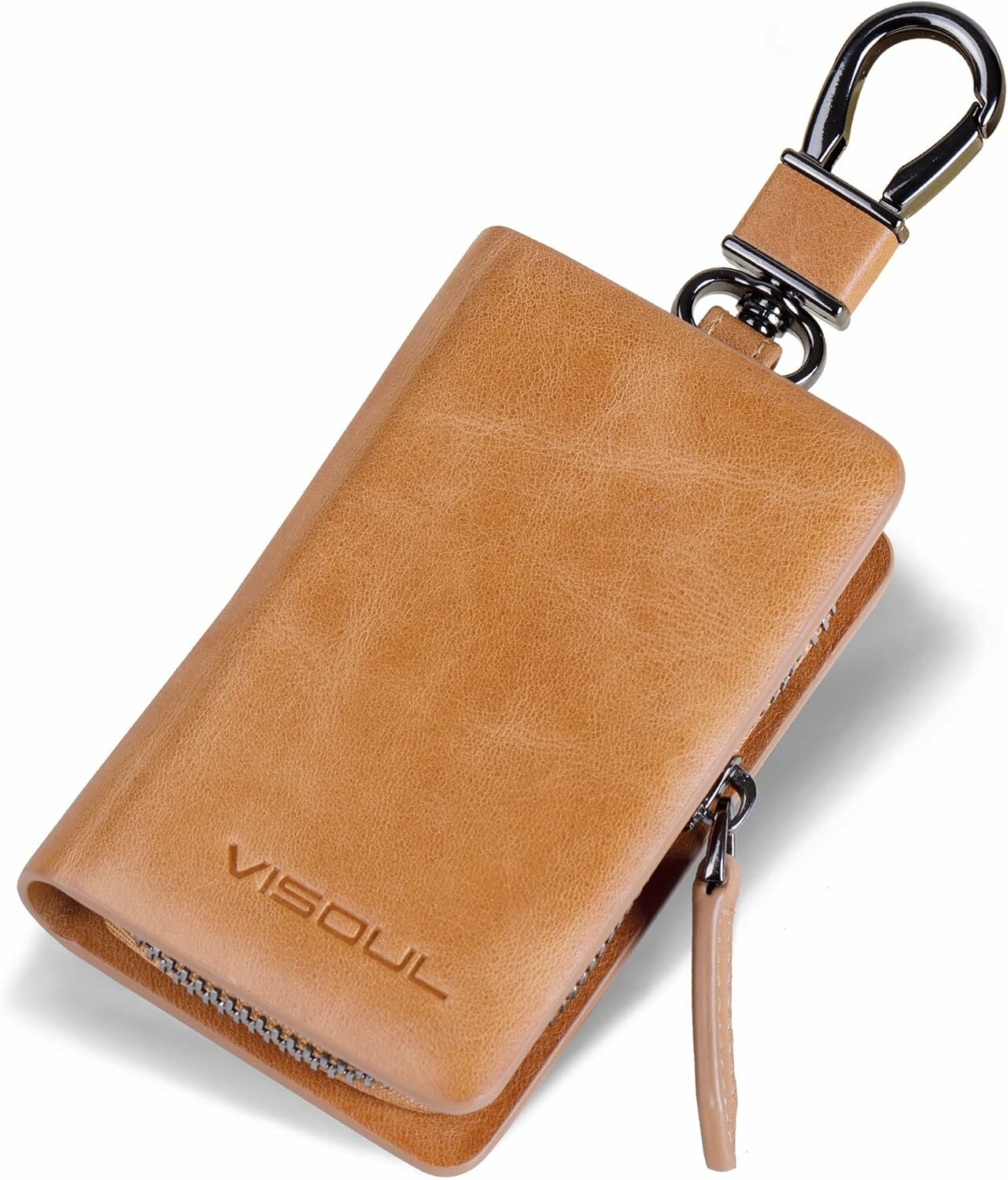 Кожаный держатель для брелока от автомобиля для мужчин и женщин, защитная крышка для брелка на молнии с металлическим кр