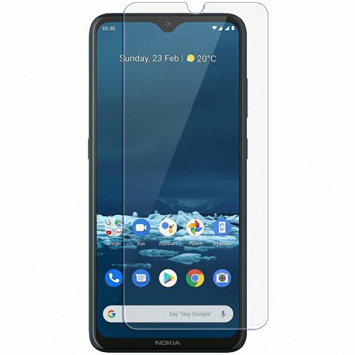 Защитное стекло для Nokia 5.3 прозрачное на плоскую часть экрана