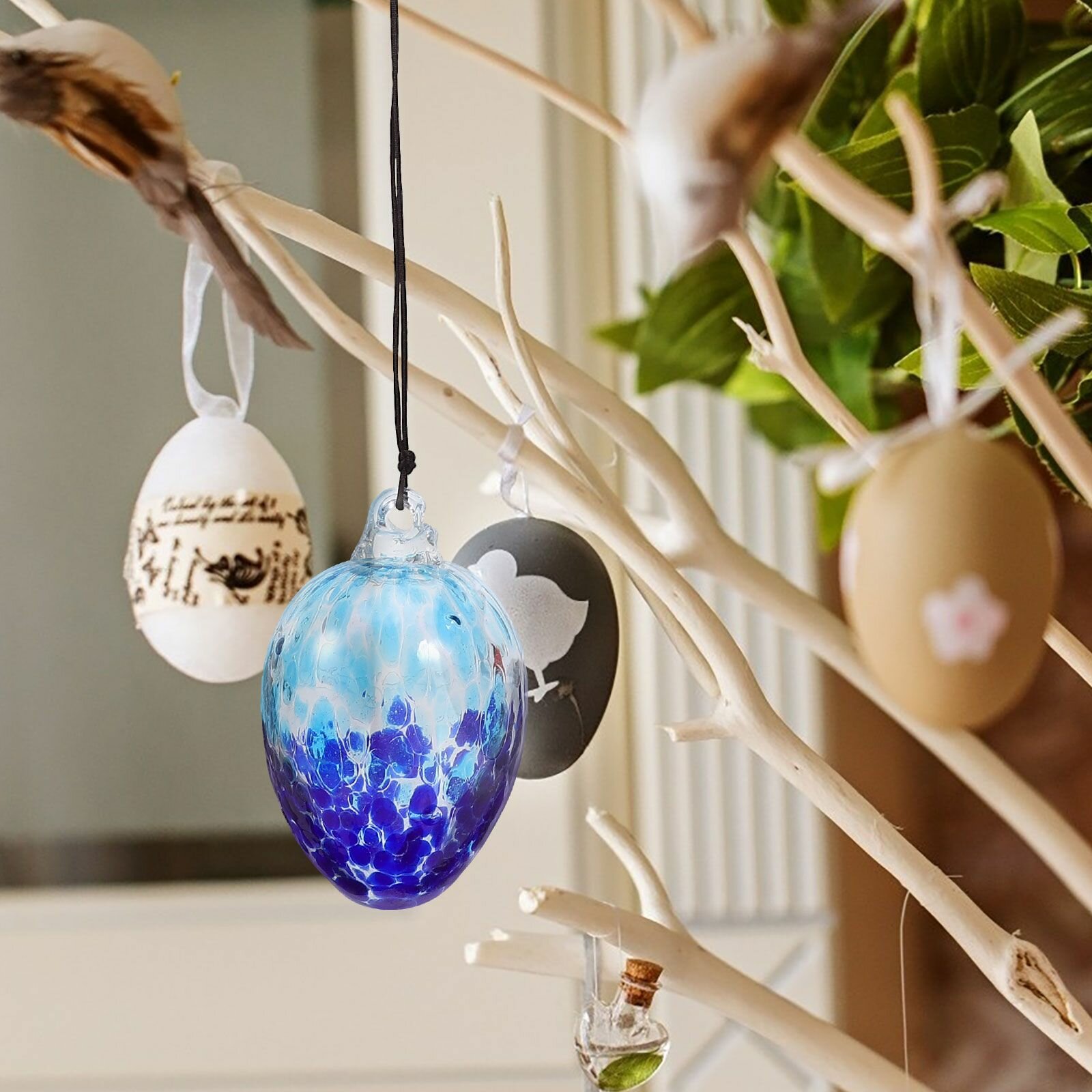 Подвесное расписное кристальное пасхальное яйцо из прозрачного стекла для праздничного декора