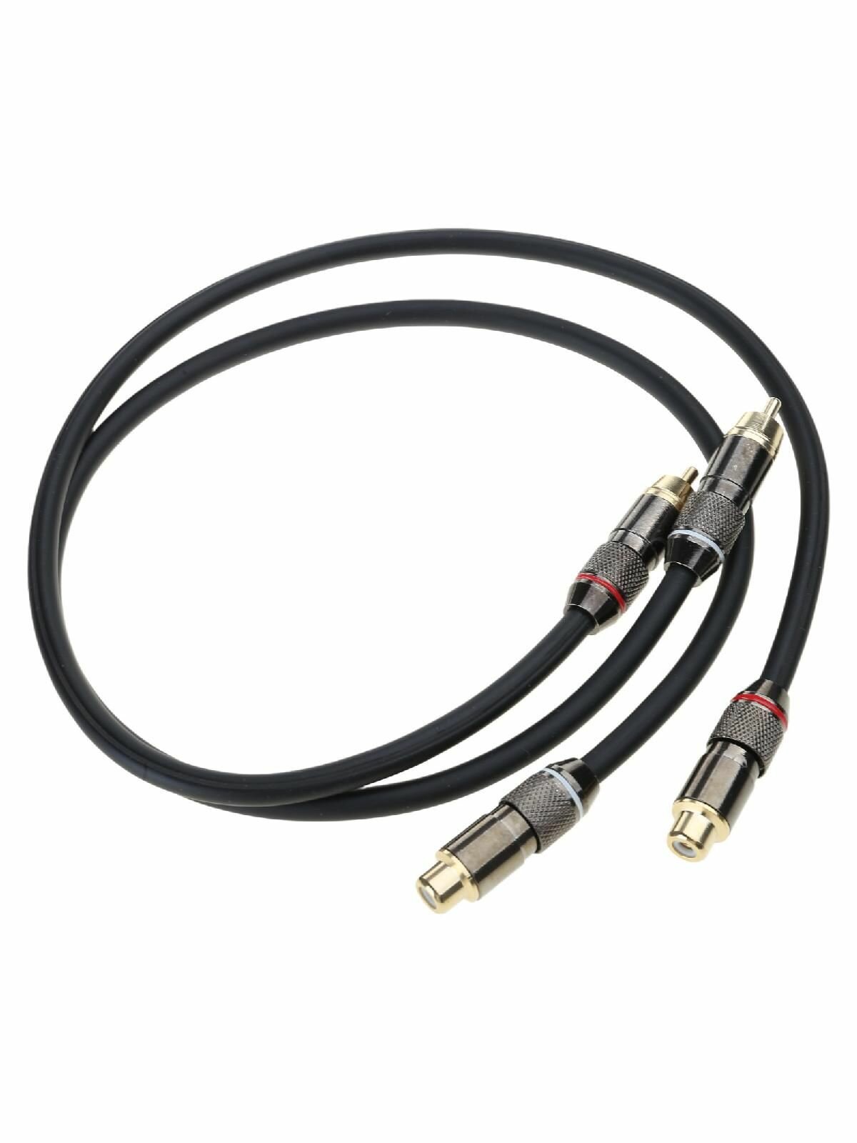 (2 шт.) Удлинитель RCA папа-мама, 50 см, черный, прямой