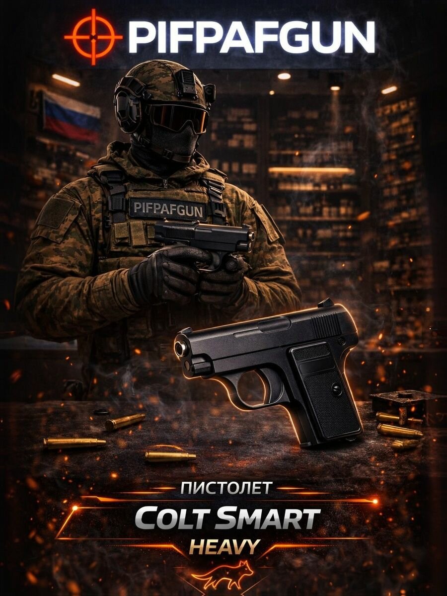 Игрушечный пистолет Colt Smart Heavy, чёрный, BB 6 мм, ручной взвод
