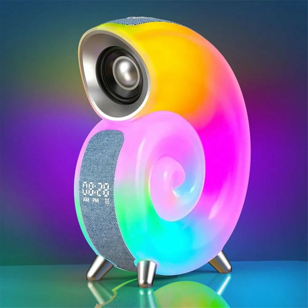 Колонка беспроводная bluetooth портативная ночник RGB 4 в 1 "Раковина"