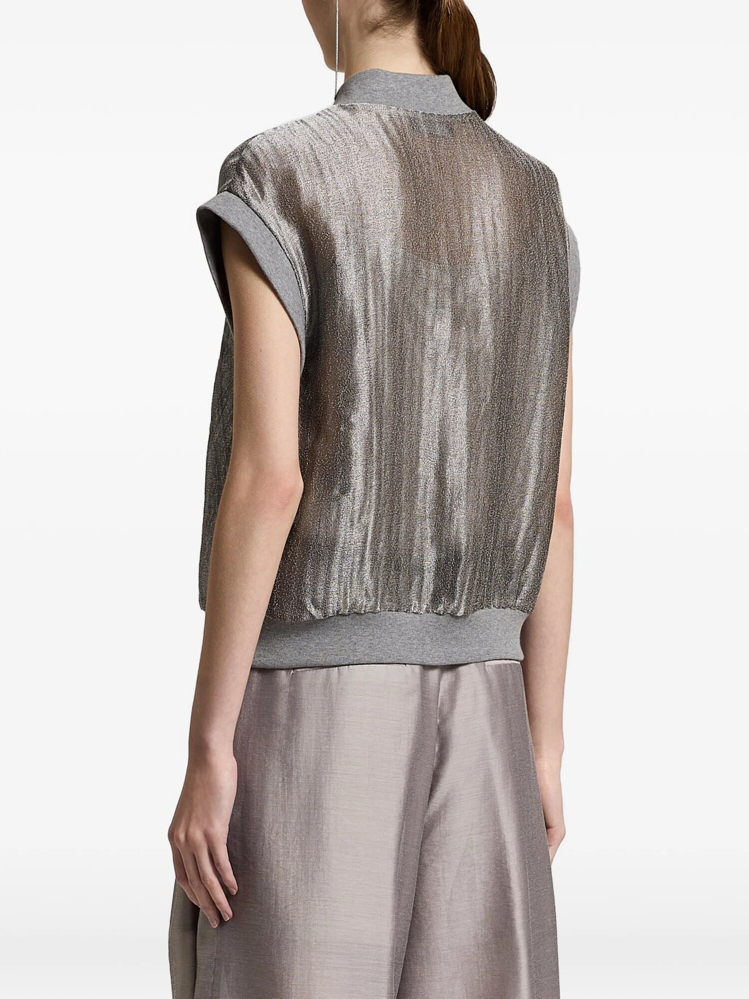Куртка PESERICO Zip-up sleeveless bomber jacket, размер 44, Silver — фото 1