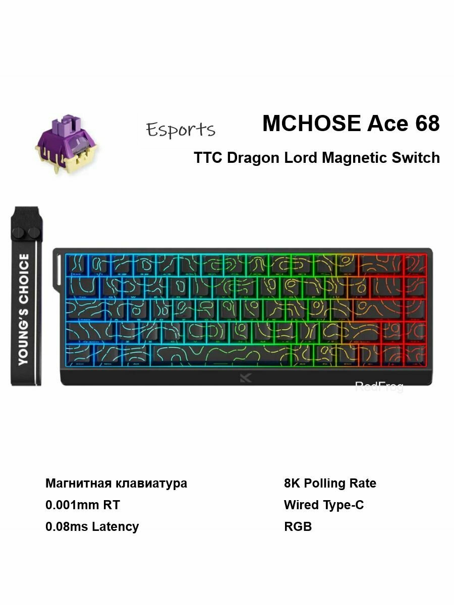 Клавиатура MCHOSE Ace 68, Esports, TTC Dragon Lord Magnetic Switch, BLACK