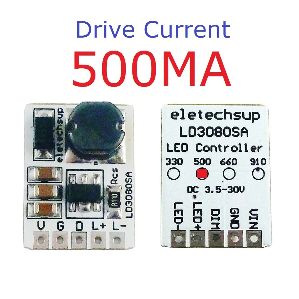 LED драйвер eletechsup LD3080SA 3.5-30В, 500mA