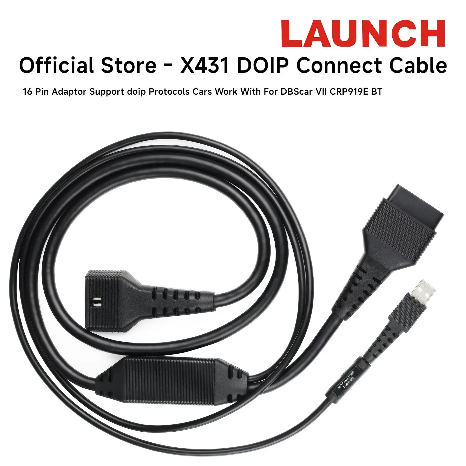 Кабель диагностический Launch X431 DoIP 16-контактный для DBScar 7 DBScar VII CRP919X BT/ CRP919E BT/ Pro3 APEX/ ProS V5.0