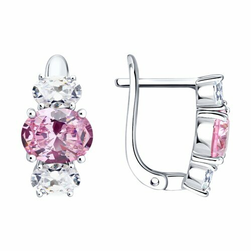 Серьги, серебро, 925 проба, родирование, фианит