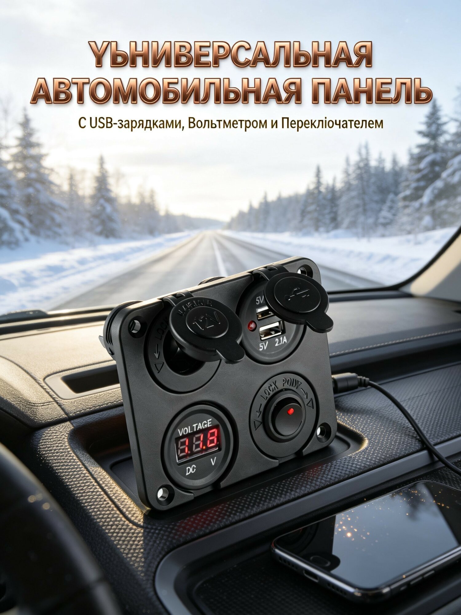 DC 12V-24V розетка с двумя USB-зарядными устройствами, вольтметр и переключатель для лодки, автодома и автомобиля