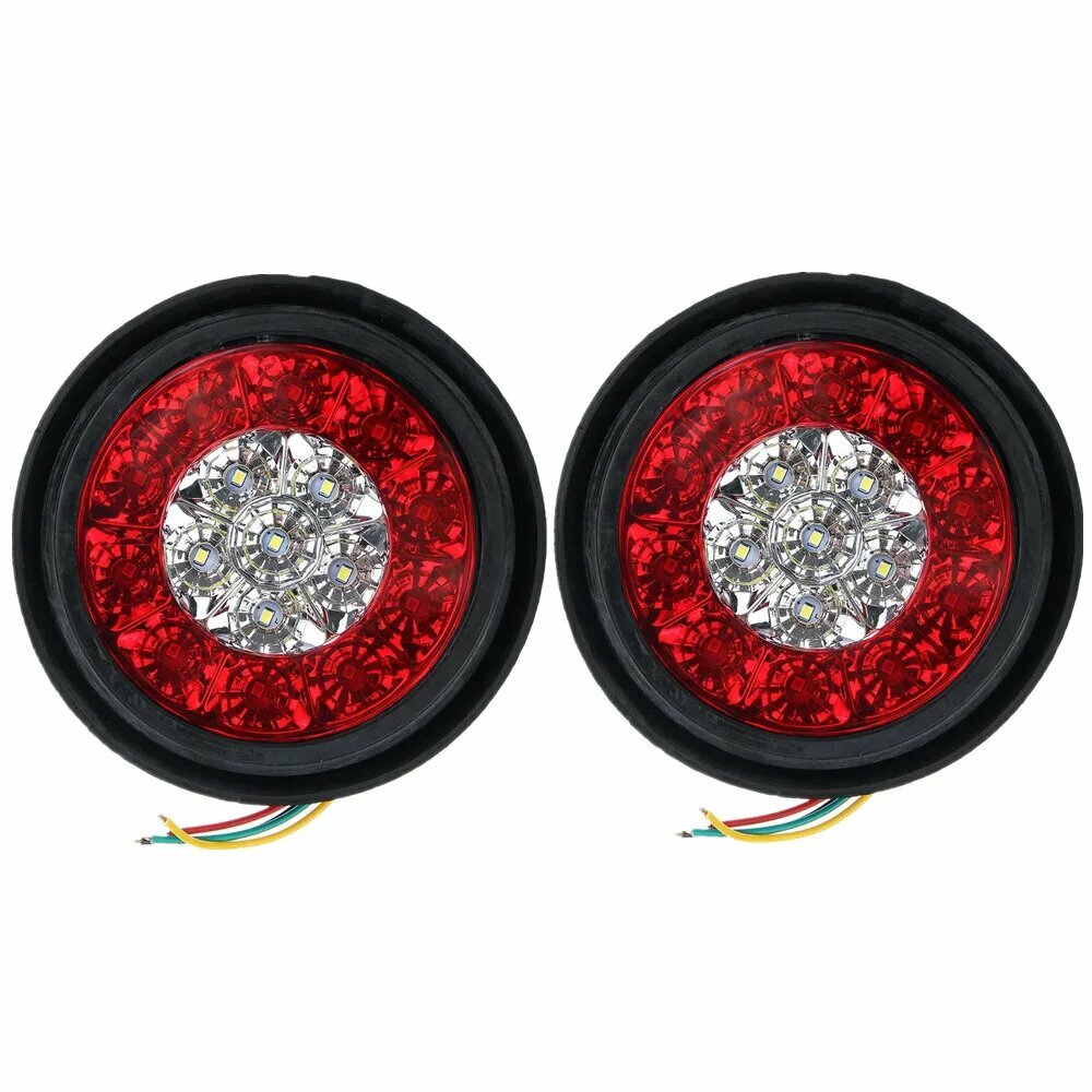 2 шт. Круглые задние фонари для прицепа 4" 16 LED, Red white