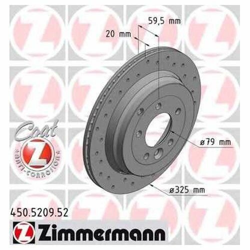 Диск тормозной Zimmermann 450520952 для Land Rover Discovery III, IV, Range Rover Sport