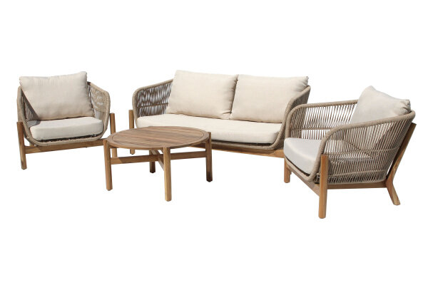 Набор мебели Риччи арт. GS053 бежевый, бежевый 2 уп. (стол+2кресла, диван, бежевый, подушки бежевые) "Garden story"