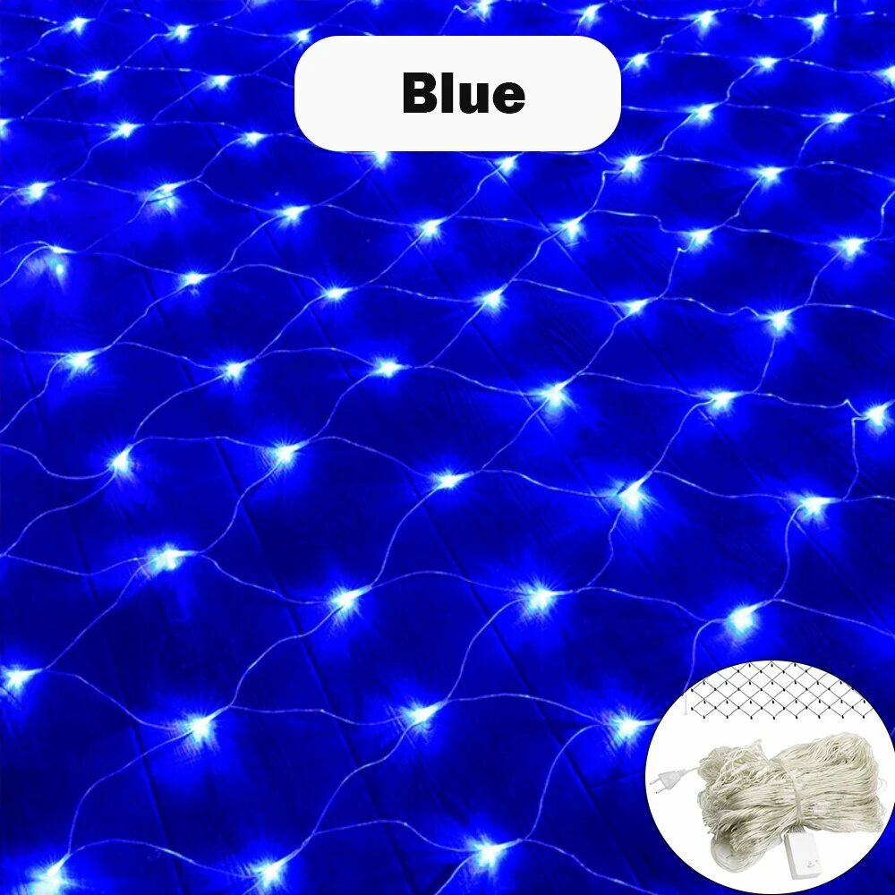 Сетчатая светодиодная феечная лента 1,5x1,5 м, 3x2 м, 6x4 м, 8x10 м с розеткой для улицы, сада, свадебного украшения, дома, светодиодная занавесная лампа