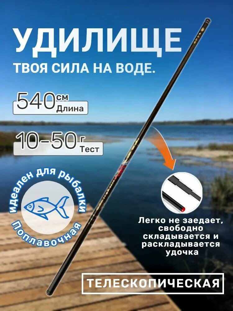 Удилище карбоновое жесткое и мощное для ловли толстолобика и амура