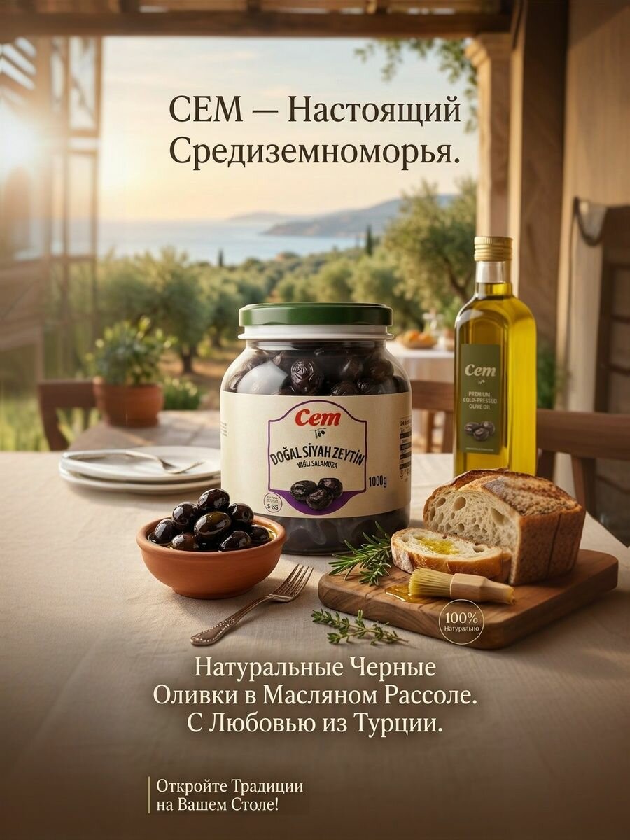 Оливки черные cem dogal siyah zeytin 1000г ( S-XS)