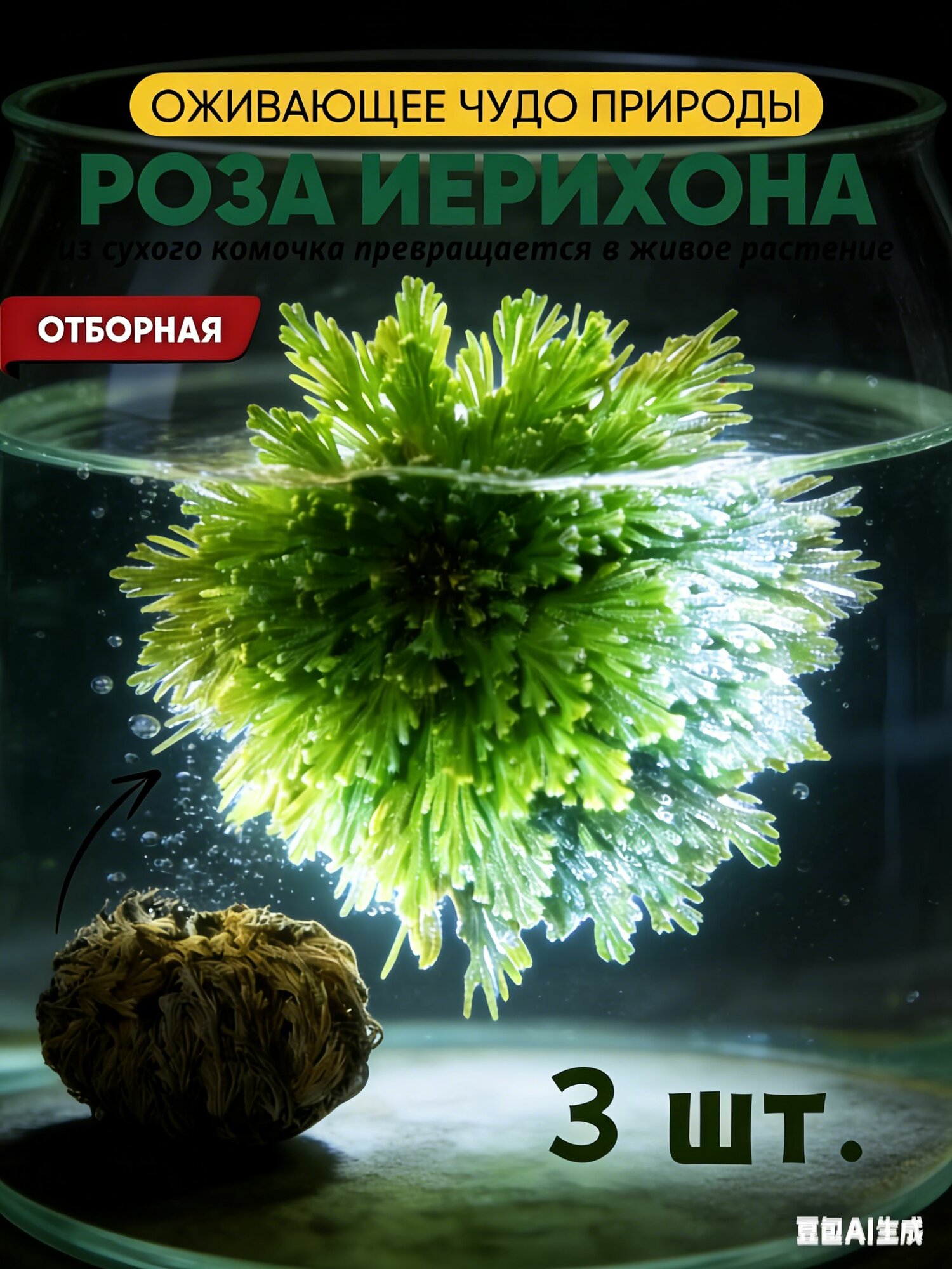 Сухоцветы Роза, 3 см, 50 гр, 3 шт