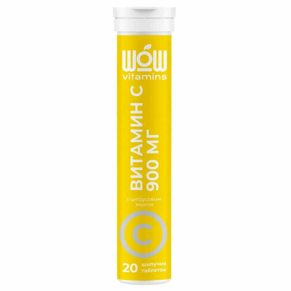 WOW vitamins Витамин С 900 мг с цитрусовым вкусом/Vitamin C 900 mg effervescent tablet citrus flavoured шипучие таблетки массой 4,0 г 20 шт