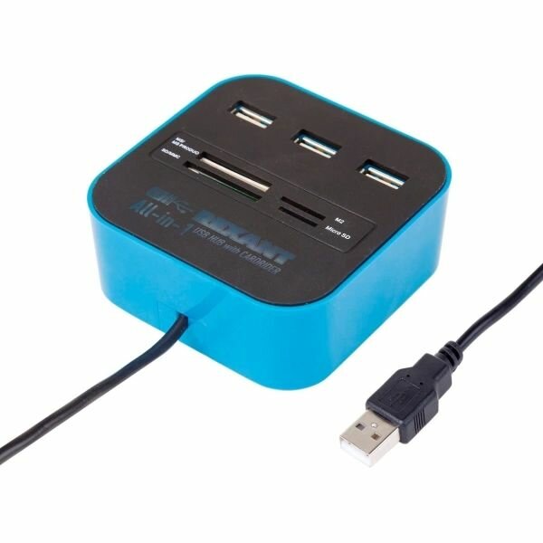 Разветвитель для компьютера Rexant USB на 3 порта + картридер