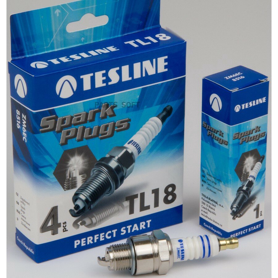 Свечи "Tesline" для а/м ГАЗ 402 дв, УАЗ 3151 (4 шт.) TESLA TL18 | цена за 1 шт