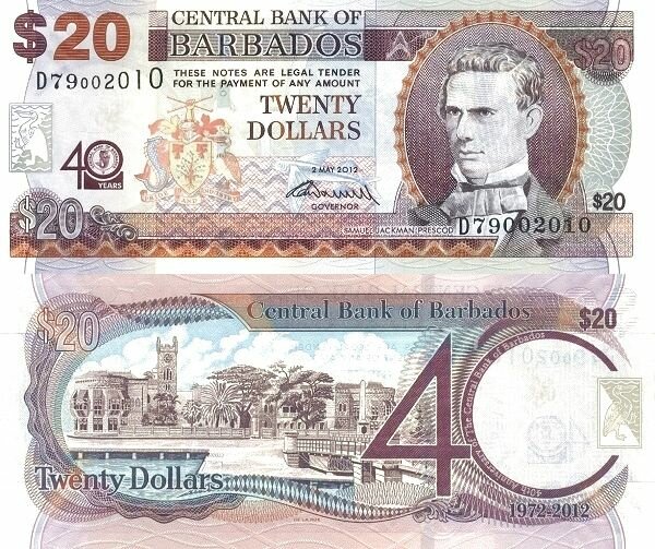 Барбадос 20 доллар 2012 Площадь национальных героев UNC