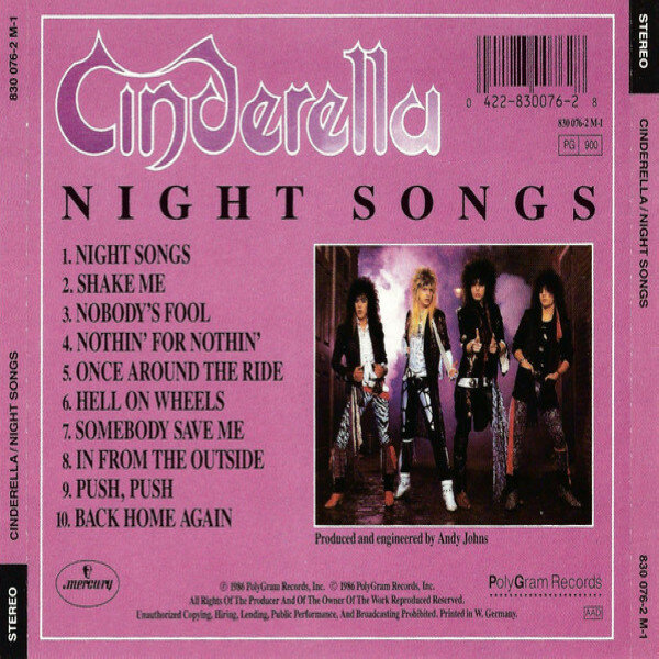 Cinderella "CD Cinderella Night Songs" — фото 1