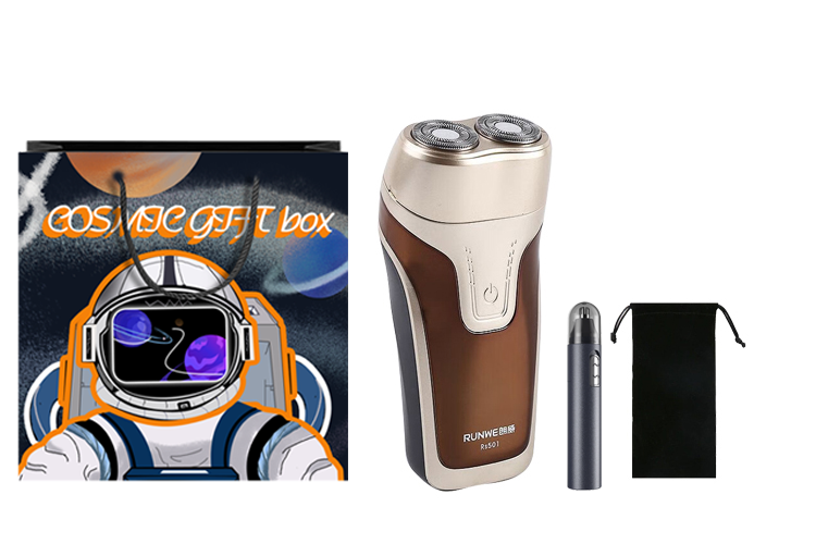 Электробритва мужская RUNWE Rs501, RS501 Brown+Nose Hair Trimmer+Storage Bag