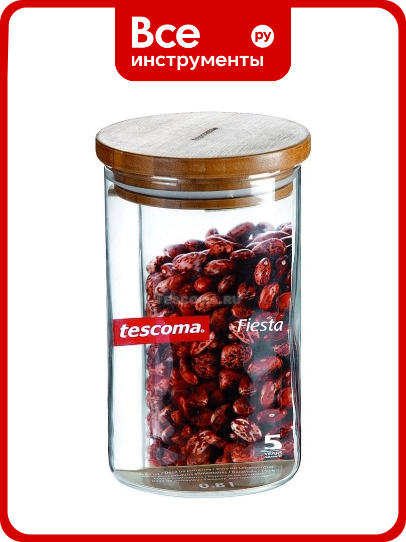 Емкость для продуктов Tescoma FIESTA из термостойкого оргстекла с пластиковой крышкой, прямоугольная прозрачная
