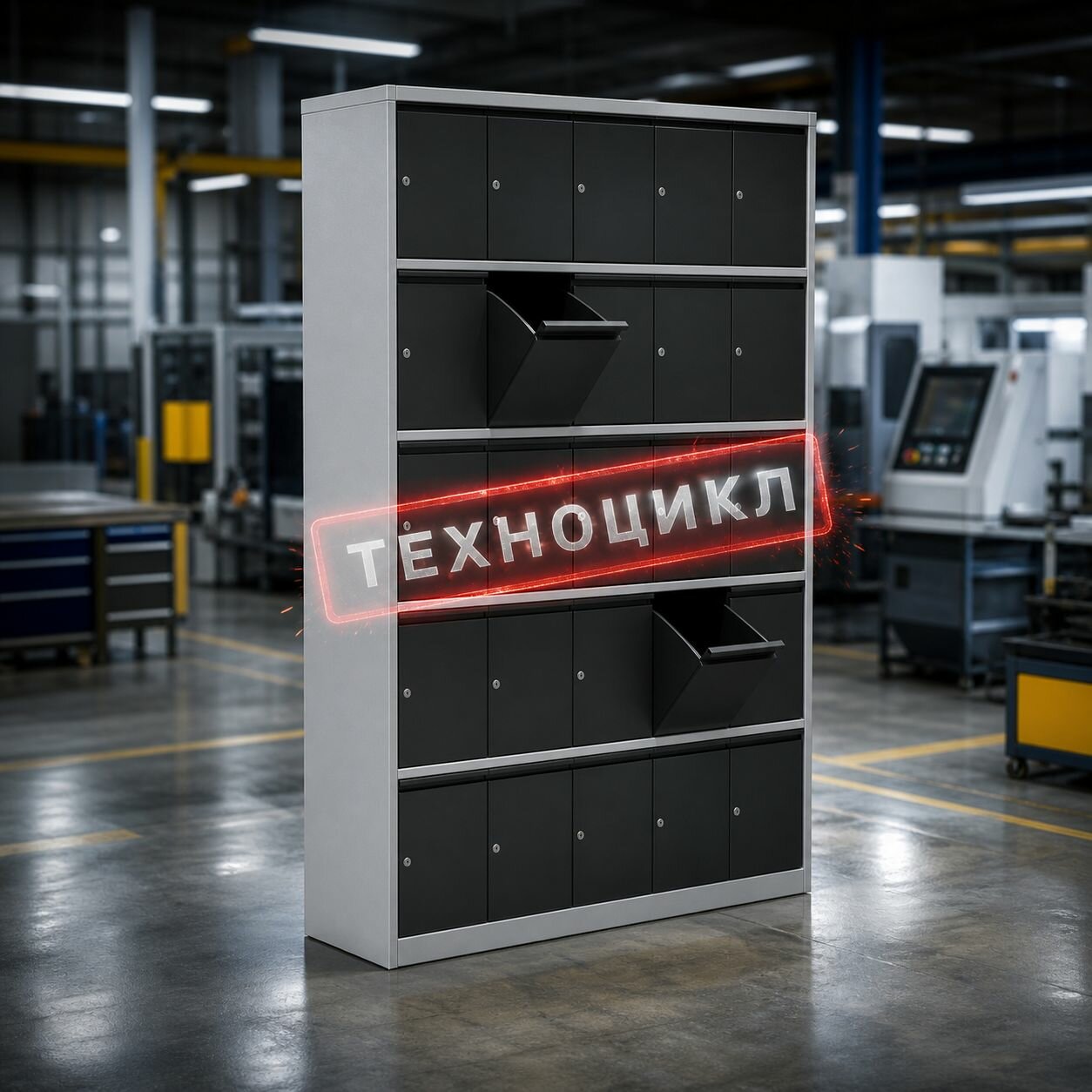 Шкаф для хранения противогазов ХПГУ-25, 2000х1200х450 мм, серый RAL 7035 техноцикл