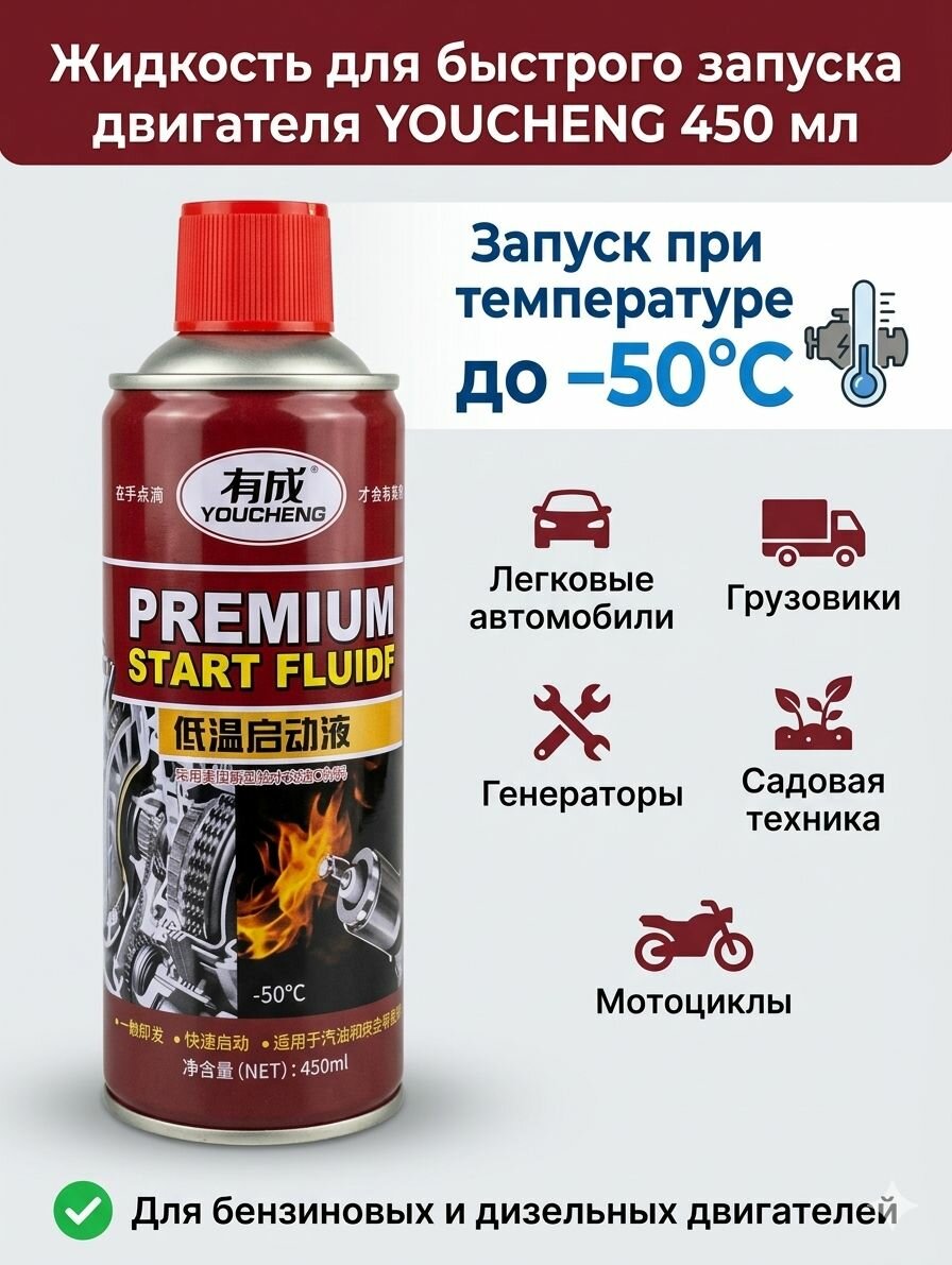 Присадка в двигатель (быстрый старт) Low Temperature Starting Fluid, Ds6087 450мл