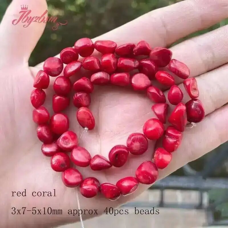 Красные коралловые бусины 3x7-5x10mm, 40шт