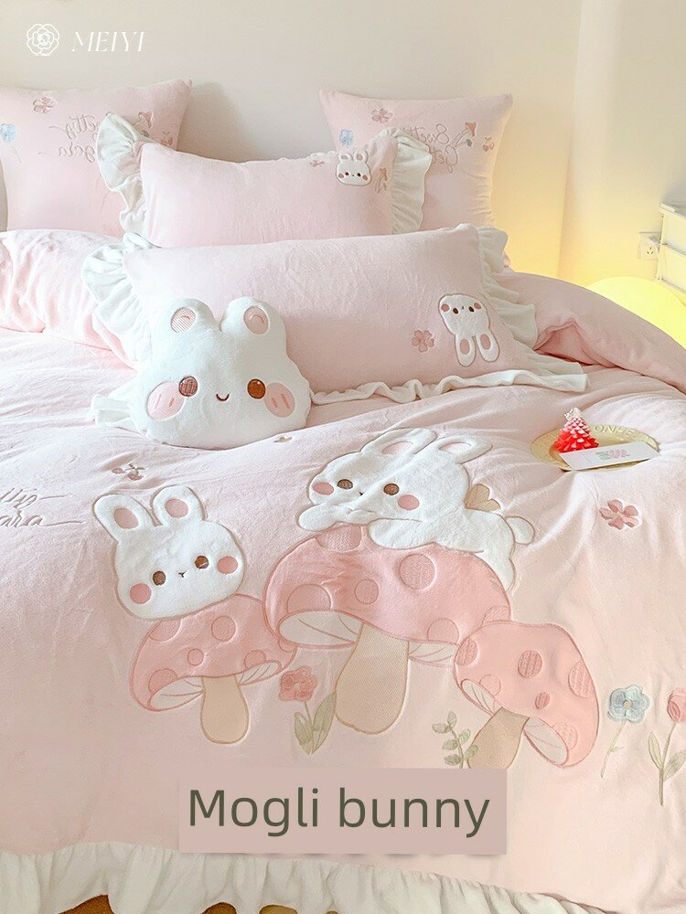 Комплект постельного белья Meiyi Home Textiles: милый детский утолщенный зимний комплект из четырех предметов из
