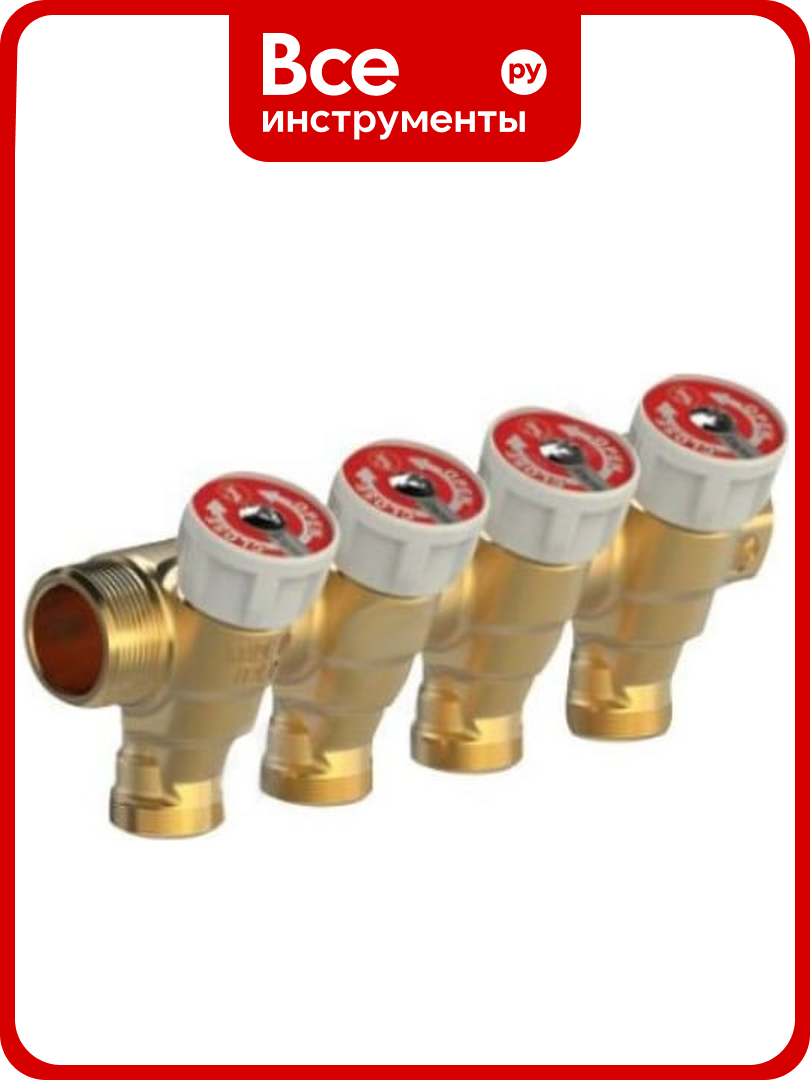Коллектор Giacomini латунь, 3/4 ВР/НР, на 4 выхода, 1/2 НР R585C R585CY064 040-0230
