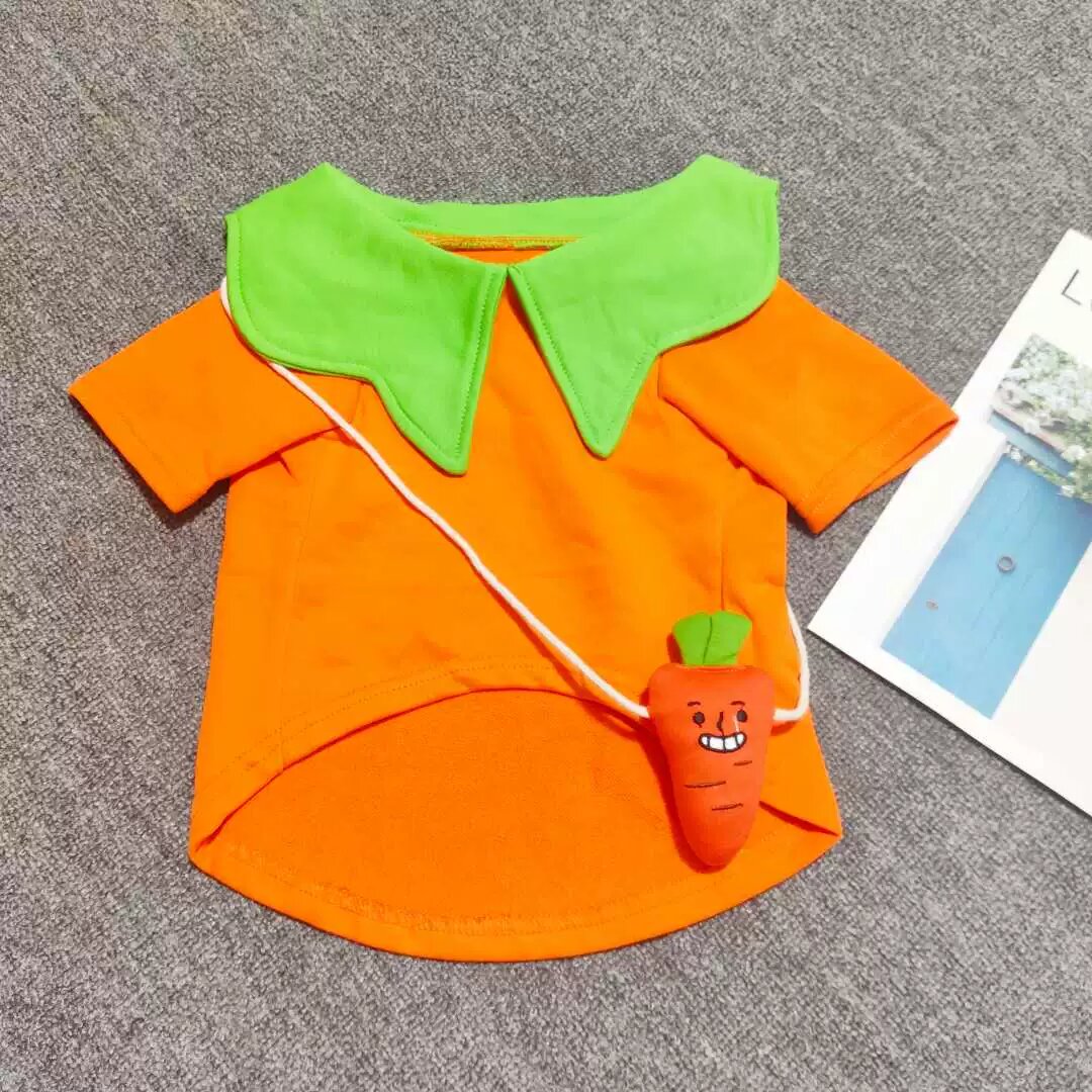 Морковный узор кофта для собак с капюшоном, весенне-осенняя модель, удобная посадка
