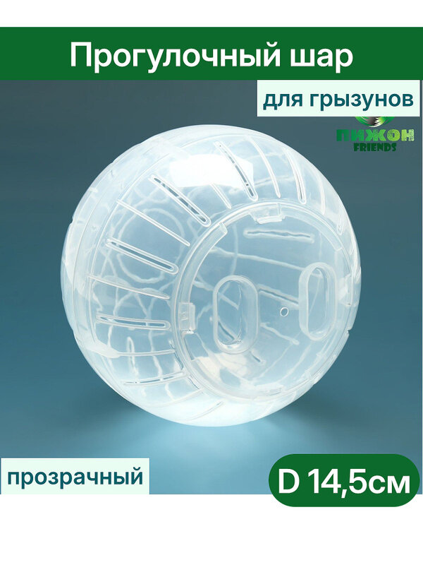 Прогулочный шар Пижон, пластик, прозрачный, для грызунов, 14,5см, 1 шт