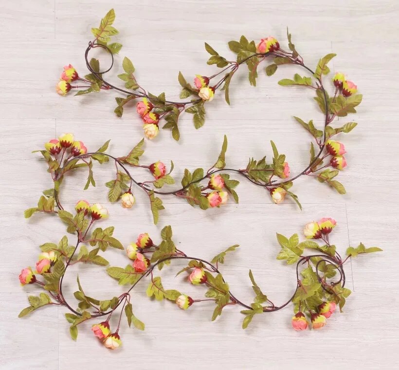 Искусственная гирлянда с розовыми цветами 2м, цвет: fall rose red