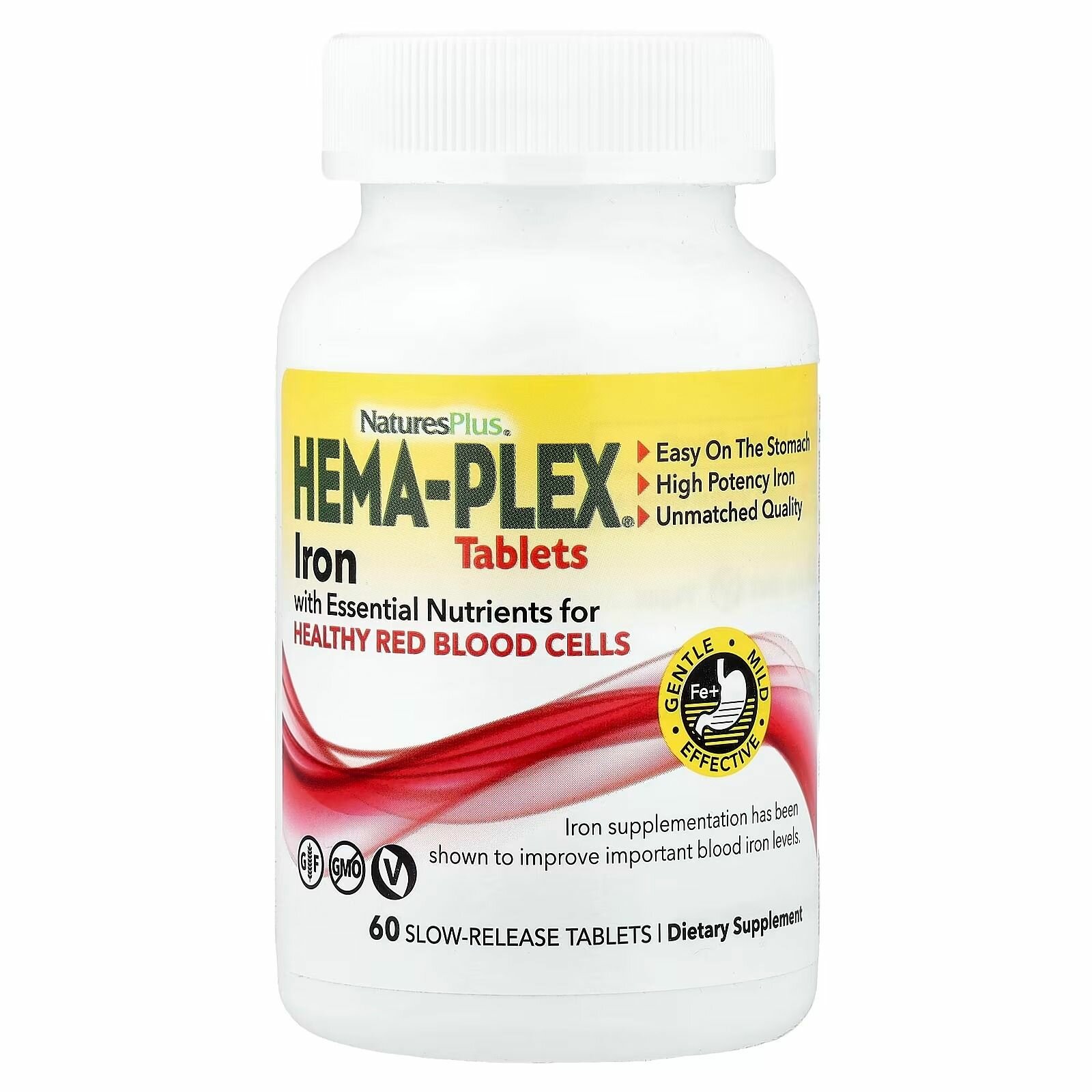 Хема плекс железо NaturesPlus Hema-Plex, 60 Slow-Release, 60 таблеток