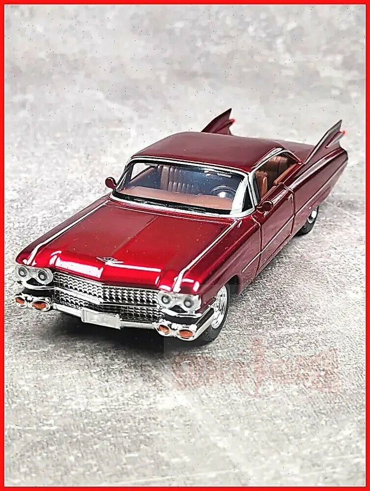 Машинка металлическая инерционная Cadillac Eldorado модель Кадиллак бордовый 1:32 со светом и звуком