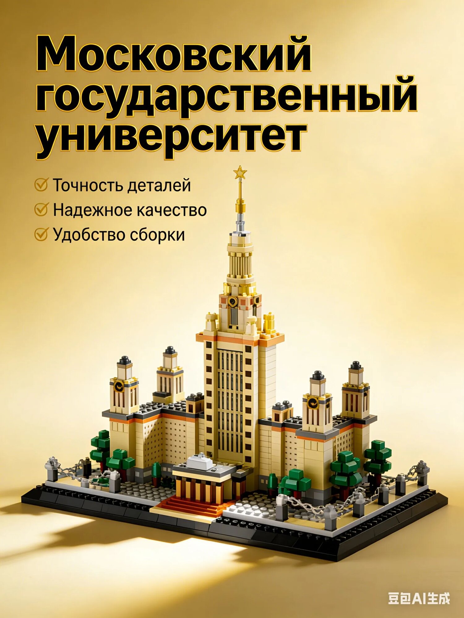 Конструктор WANGE 4227 "Московский государственный университет", развивающая игрушка