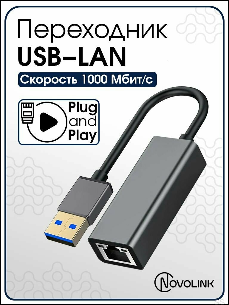 Сетевая карта USB Ethernet 1000 Мбит/С / USB LAN адаптер / Переходник USB - RJ-45 / USB Ethernet адаптер