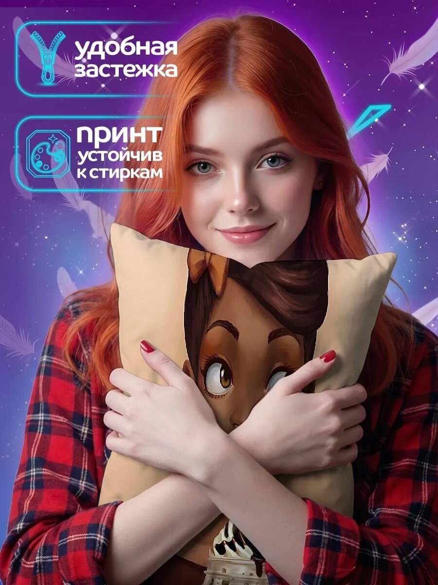 Подушка дакимакура Девушка с коктейлем — фото 1