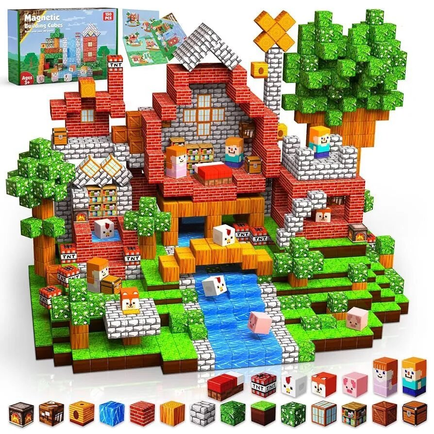Магнитный конструктор Minecraft <Магмовая шахта> 3D для детей, развивающая игрушка для самостоятельной сборки