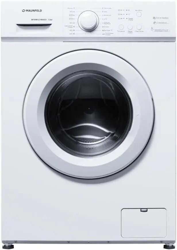 Стиральная машина Maunfeld MFWM127WH051, 7 кг, 1200 об/мин, 16 программ, контроль дисбаланса/пенообразования, белый