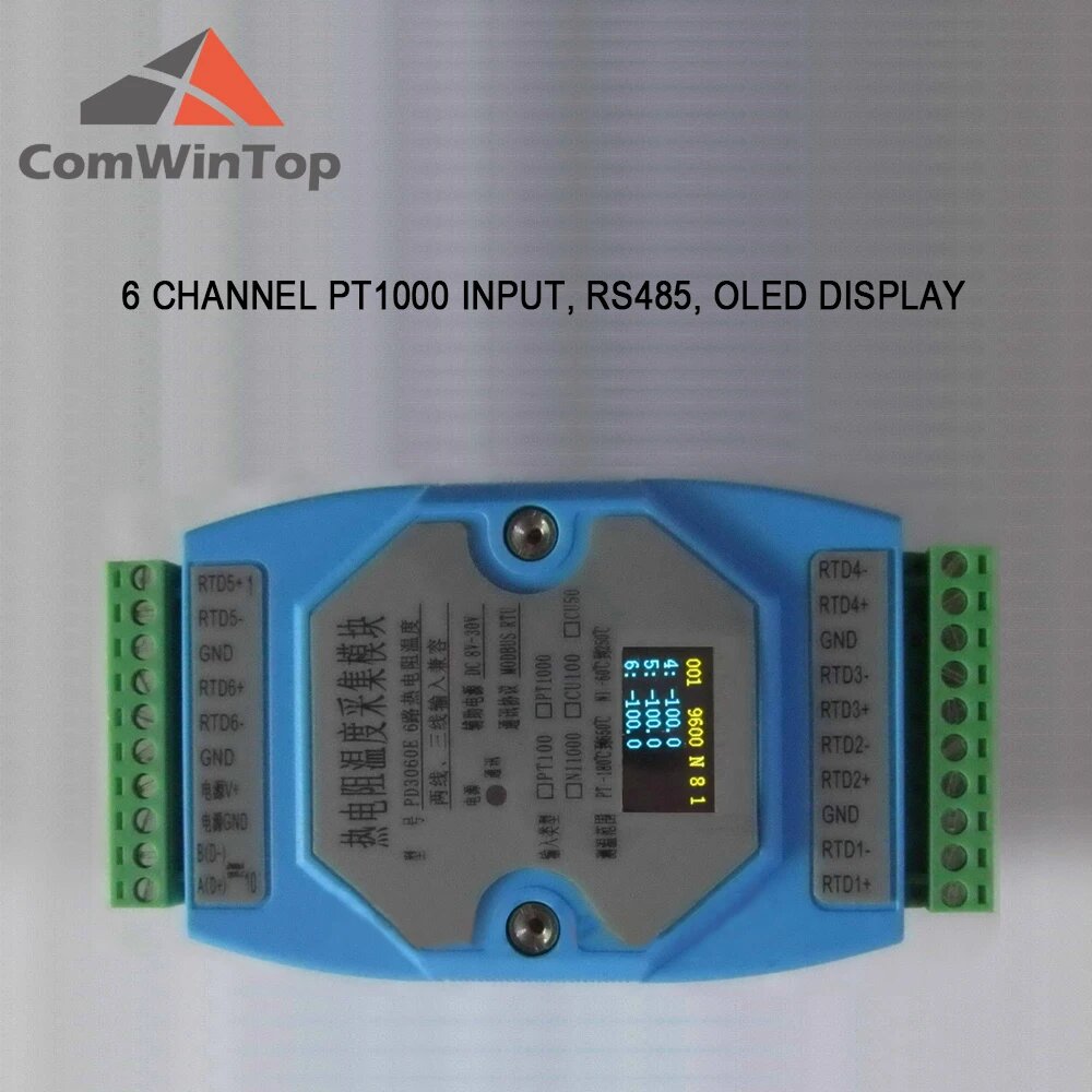 ComWinTop CWT-TM-6PT модуль сбора температуры 6 каналов Голубой, CWT-TM-6PT1000-D