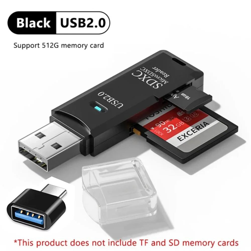 USB 3.0 Кардридер для TF карт Black2.0 USB